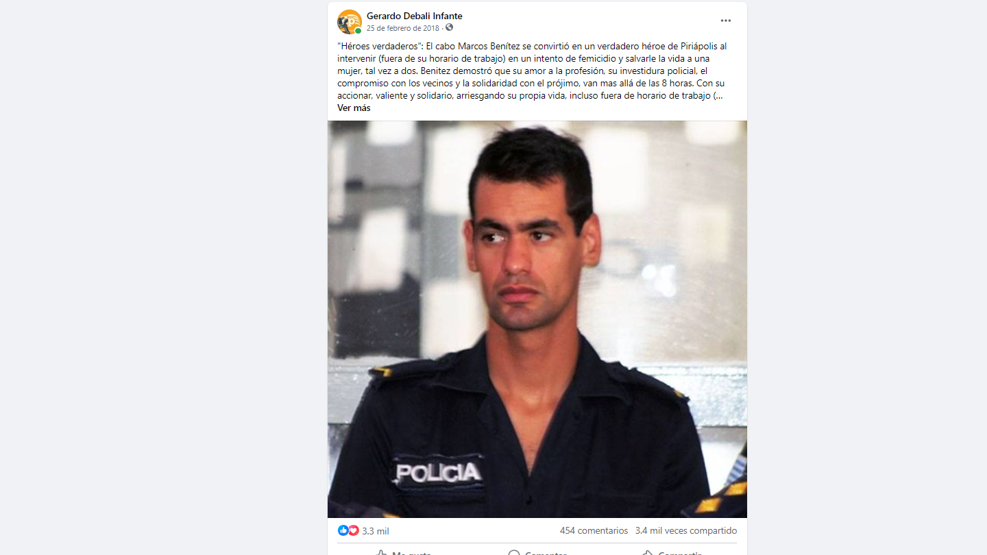 Otra vez el cabo Marcos Benitez… su actuación fue determinante para ...